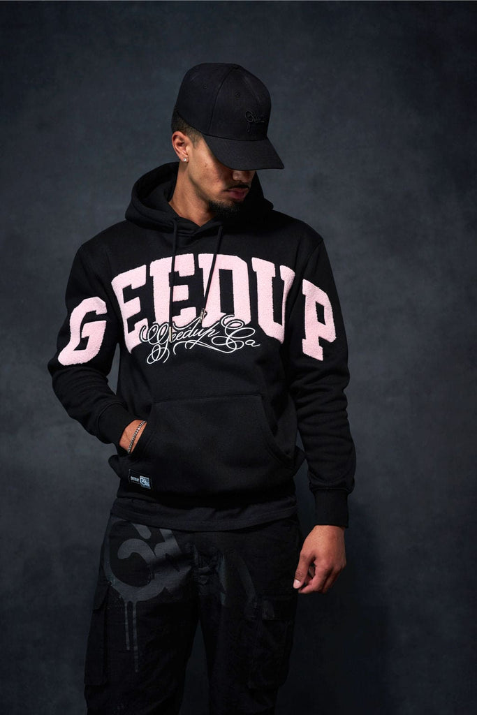 Geedup Team Logo Script Hoodie 'Black/Dusty Pink' – never miss
