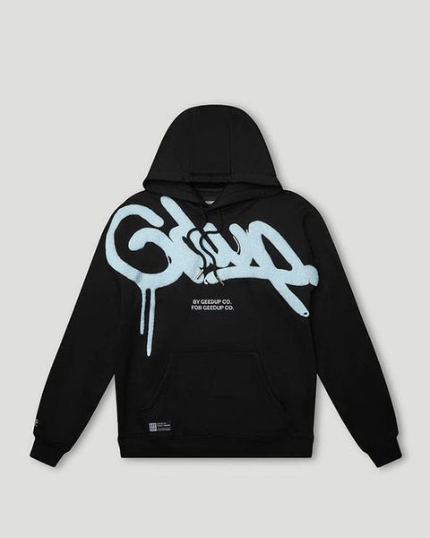 Geedup Handstyle Hoodie 'Black/Baby Blue' – never miss