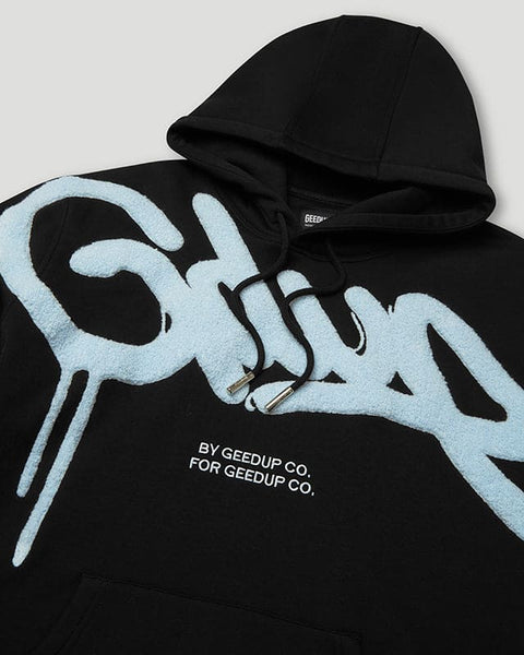 Geedup Handstyle Hoodie 'Black/Baby Blue' – never miss