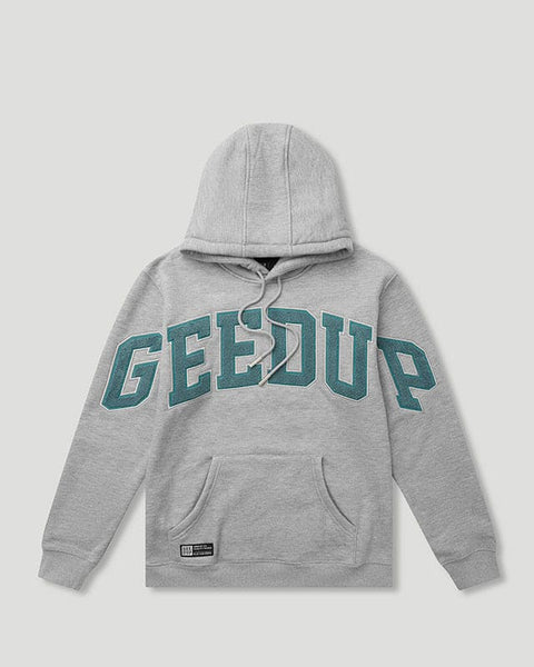 Geedup Team Logo Hoodie 'Grey Aqua' – never miss